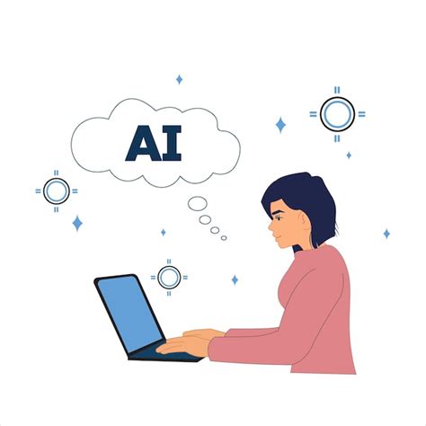 벡터 아트웍에서 숙련된 여성 Ai 엔지니어의 그림 Ai 엔지니어 개념 프리미엄 벡터