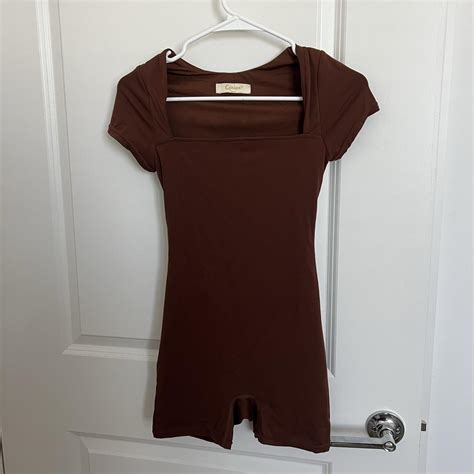 Brown Romper One Piece Size Small Worn Once Short Depop