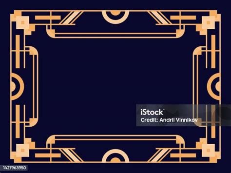 아르 데코 프레임 빈티지 선형 테두리 초대장 전단지 및 인사말 카드에 대한 템플릿을 디자인합니다 기하학적 황금 프레임 1920