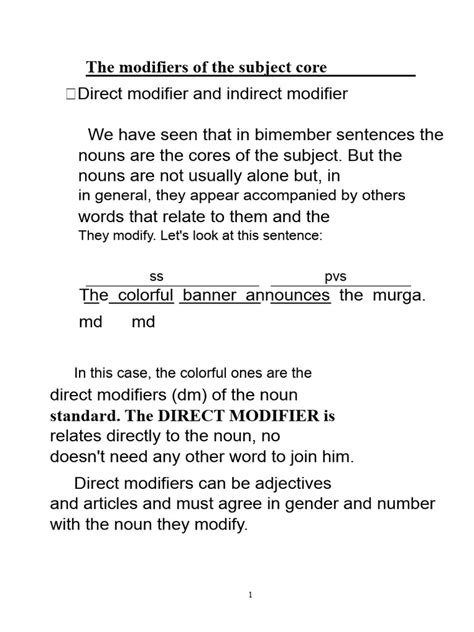 The Modifiers Of The Subject Core Pdf Noun Subject Grammar