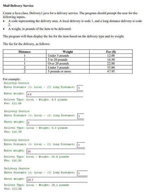 Solved Mail Delivery Service Create A Java Class