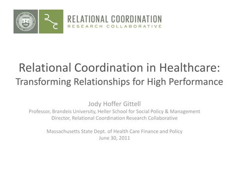 Ppt Relational Coordination In Healthcare Transforming Relationships For High Performance
