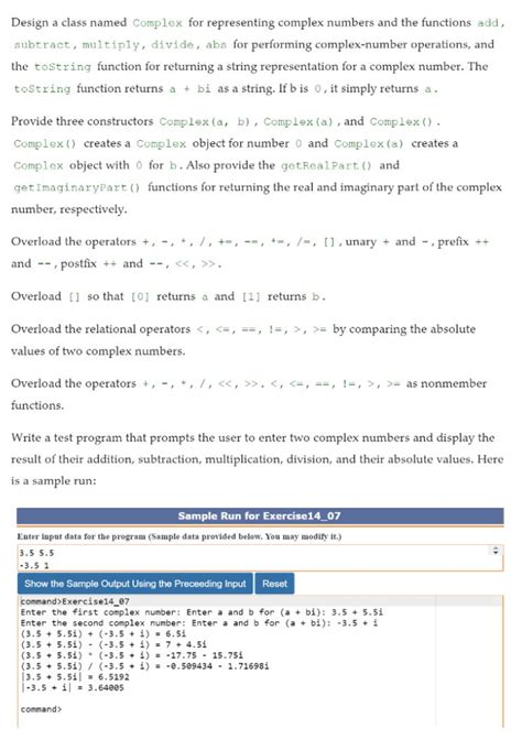 Solved C Please 147 Math The Complex Class A Complex