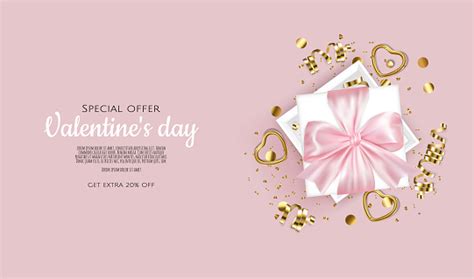 발렌타인 데이 판매 배경에는 3d 하트와 선물 상자가 있습니다 포스터 배너 전단지 카드에 대 한 벡터 배경입니다 2023년에 대한 스톡 벡터 아트 및 기타 이미지 Istock