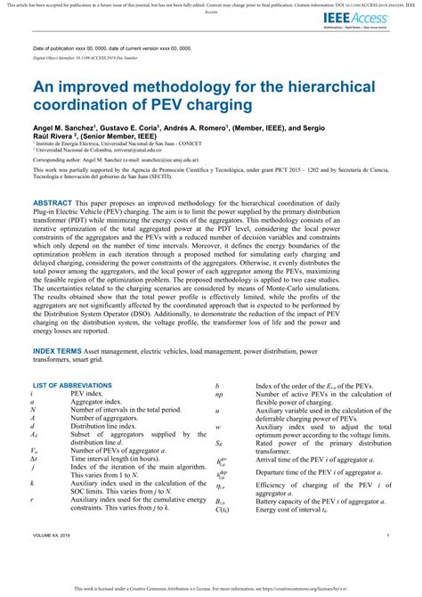 Pdf An Improved Methodology For The Hierarchical Coordination Of Pev Charging