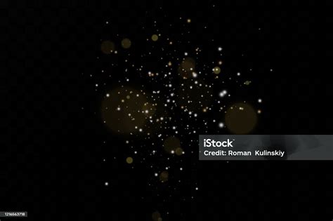파티클의 반짝이 효과 골드는 반짝입니다 투명 한 배경에 스타 먼지 반짝이 입자입니다 벡터 일러스트magicchristmas우주 먼지 거친 필름 효과에 대한 스톡 벡터 아트