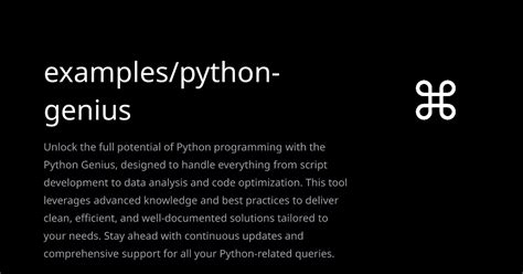 examples python genius · unlock the full potential of python