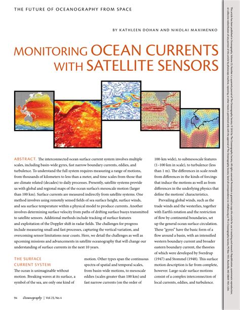 Pdf Monitoring Ocean Currents With Satellite Sensors