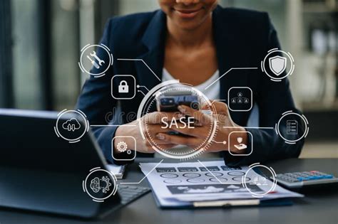 Sase Secure Access Service Edge Concept Hand Touching Secure Access Service Edge Icon On Virtual