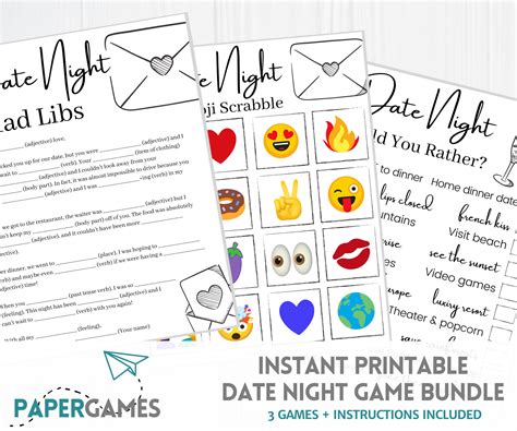Fun And Sexy Date Night Games Bundle Instant Download Couples Date