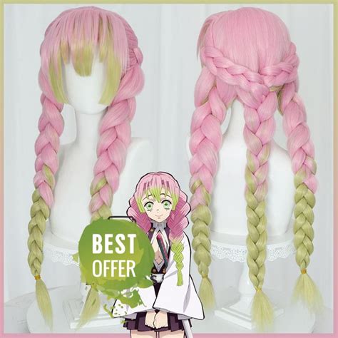 Anime Demon Slayer Kanroji Mitsuri Uniform Cosplay Costume With Cloak And Wig