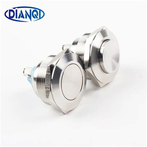 25mm 스테인레스 스틸 금속 푸시 버튼 스위치 플랫 높은 라운드 순간 2 나사 터미널 자동차 스위치 1no