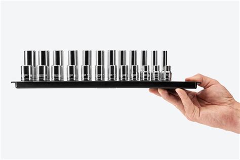 1 4 3 8 1 2 Inch Drive Socket Rail And Tray Set 196 Tool Tekton Usa