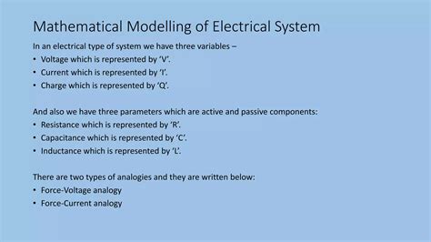 Mathematical Modelling Of Control Systems Pptx Physics Science