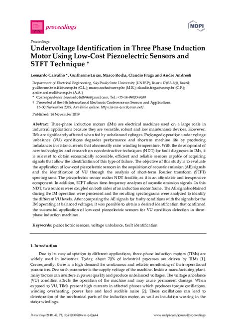 Pdf Undervoltage Identification In Three Phase Induction Motor Using