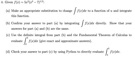 Solved 4 Given F X 5x2 X37 1 2 A Make An Appropriate Chegg