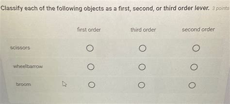 classify each of the following objects as a first second or third