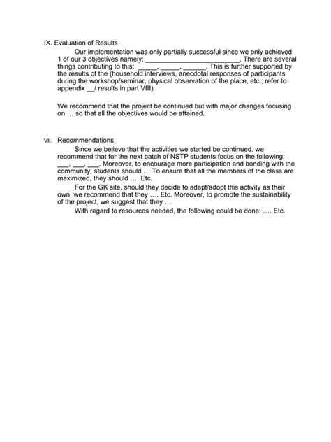 Sample Documentation Report 031109