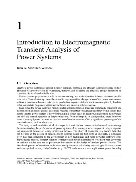 Introduction To Electromagnetic Transient Analysis Of Power Systems Pdf Electric Power