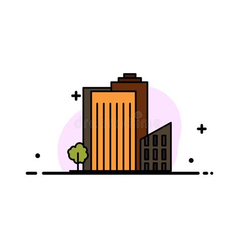 Building Build Dormitory Tower Real Estate Business Flat Line