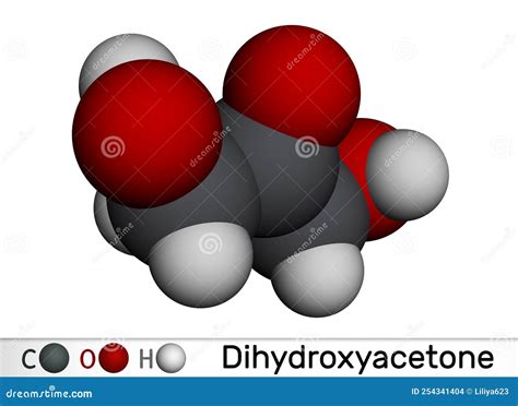Dihydroxyacetone Molecule 3d Rendering Flat Molecular Structure With Chemical Formula And Atoms