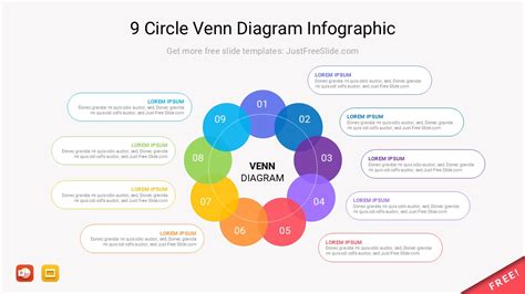 9 circle venn diagram infographic ppt template just free slide