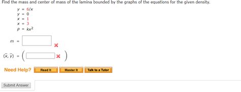 Solved Find The Mass And Center Of Mass Of The Lamina