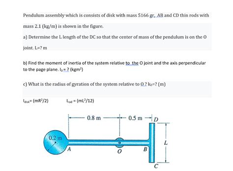 Solved Pendulum Assembly Which Is Consists Of Disk With Mass