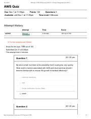 AWS Quiz CSCE Section S IT Project Management Fall Pdf AWS