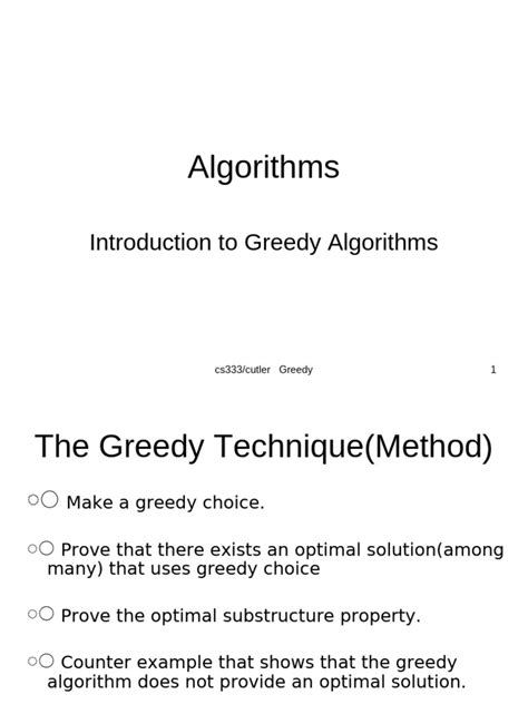 Algorithm Lecture 08 Greedy Algorithm Pdf Mathematics Of Computing