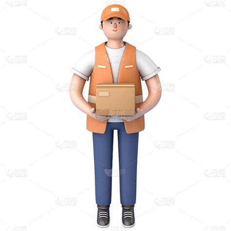 卡通3d快递员职业人物贴纸