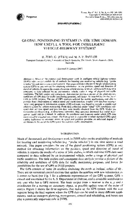 Pdf Global Positioning Systems In The Time Domain How Useful A Tool For Intelligent Vehicle