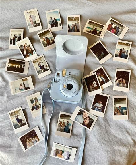 Instax Mini 70s Aesthetic Blue And Gold Blue Polaroid With Pictures