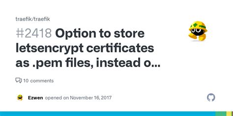 Option To Store Letsencrypt Certificates As Pem Files Instead Of Or Next To Acmejson