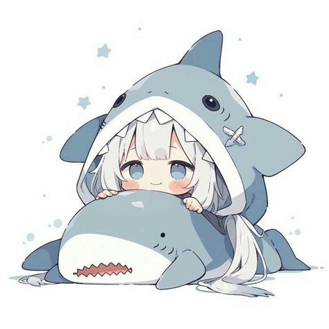 Kawaii Shark Pfp Chibi Shark Onesie Cute Art Cute Cartoon Wallpapers