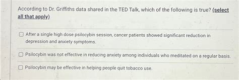 Solved According To Dr ﻿griffiths Data Shared In The Ted