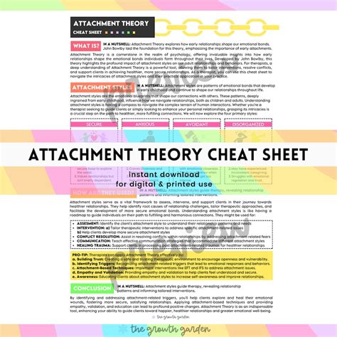 Attachment Theory Cheat Sheet Attachment Guide Acceptance And Commitment ACT IFS EFT