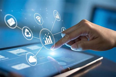 Hand Interacting With Digital Interface Showing Data Analytics Connectivity And Cloud