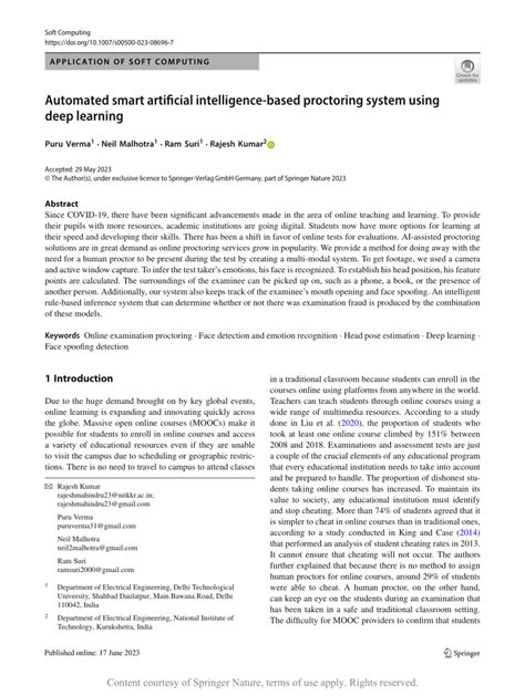 automated smart artificial intelligence based proctoring system using deep learning