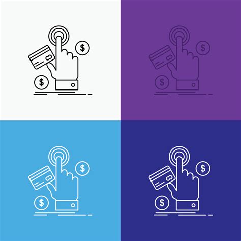 Ppc Click Pay Payment Web Icon Over Various Background Line Style Design Designed For Web