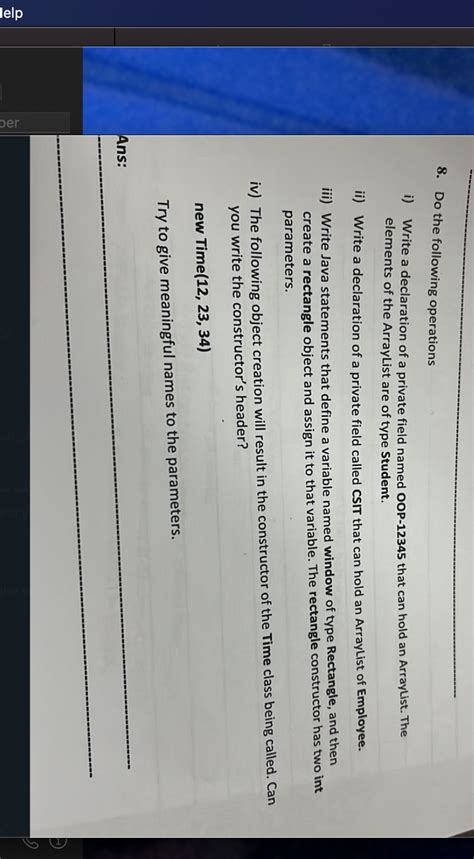 Solved 8 Do The Following Operations I Write A Declaration