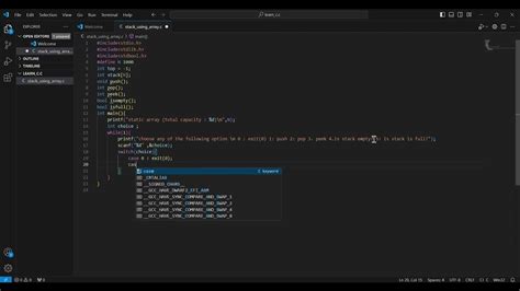 Menu Driven Program On Stack Using Array In C Dsa In C