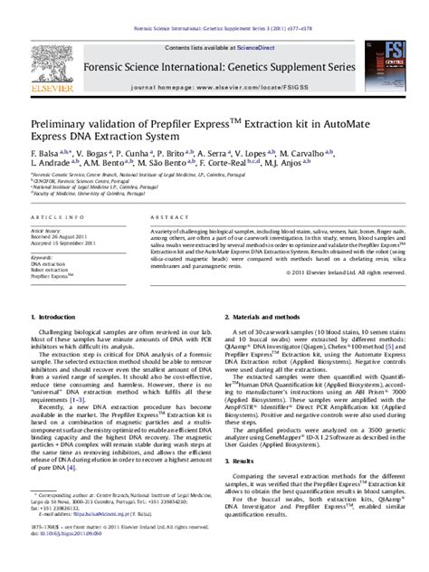Pdf Preliminary Validation Of Prepfiler Express™ Extraction Kit In Automate Express Dna