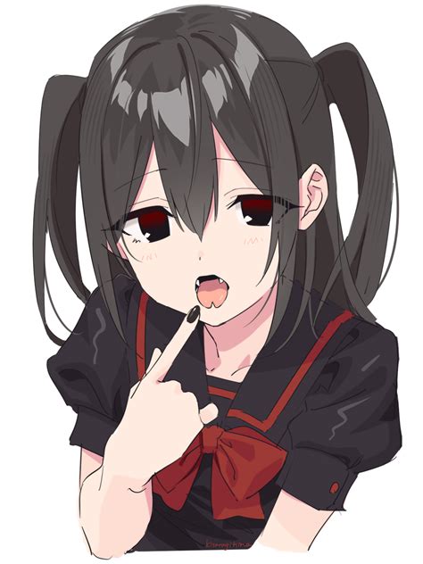 Kisaragi Hina Original Highres 1girl Black Hair Black Nails Black Sailor Collar Black