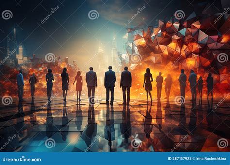 Abstract Graphic Of Team Collaboration Business Generative Ai Stock Illustration Illustration