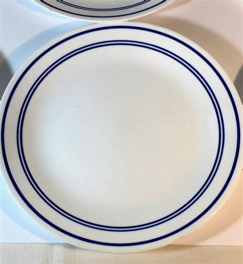 Set 6 Vintage Corelle 3 Blue Stripe Cafe Blue Dinner Plates 10 Etsy
