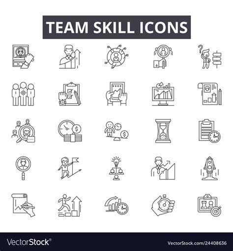 Team Skill Line Icons For Web And Mobile Design Vector Image