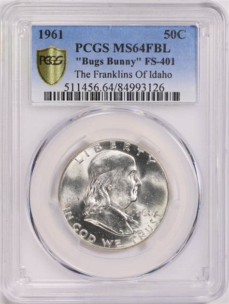 1961 Franklin Half Dollar Bugs Bunny Fs 401 Pcgs Ms 64 Fbl The