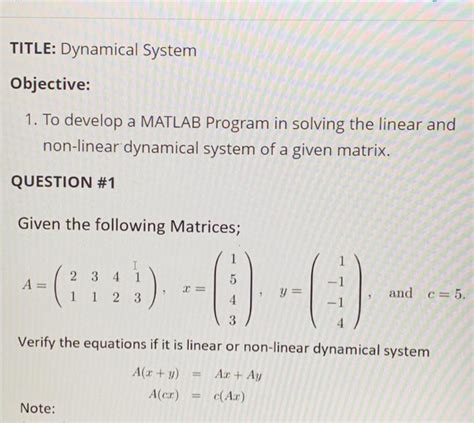 Solved Title Dynamical System Objective 1 To Develop A