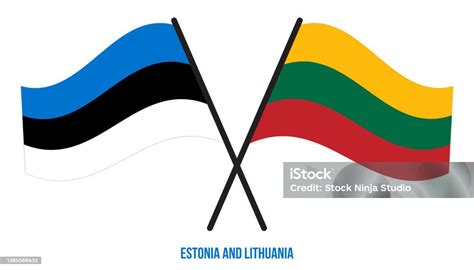 에스토니아와 리투아니아 플래그 교차 하 고 플랫 스타일을 흔들 공식 비율 올바른 색상입니다 0명에 대한 스톡 벡터 아트 및 기타 이미지 Istock